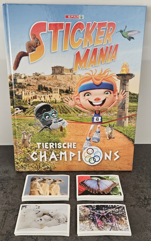 SPAR STICKERMANIA "Tierische Champions" Album plus sämtl. Sticker (Nr ...