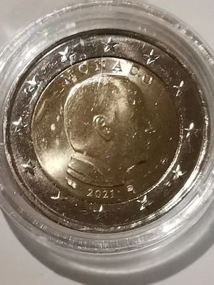 Sehr seltene 2 EURO-Münze Monaco "Fürst Albert II. 2021" mit Zertifikat ...